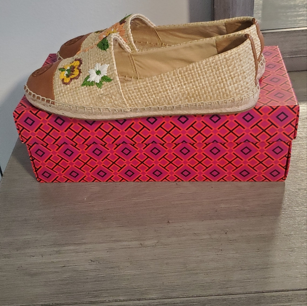 Tory Burch Natural Ambra Color Block Embroidered Stra… - Gem